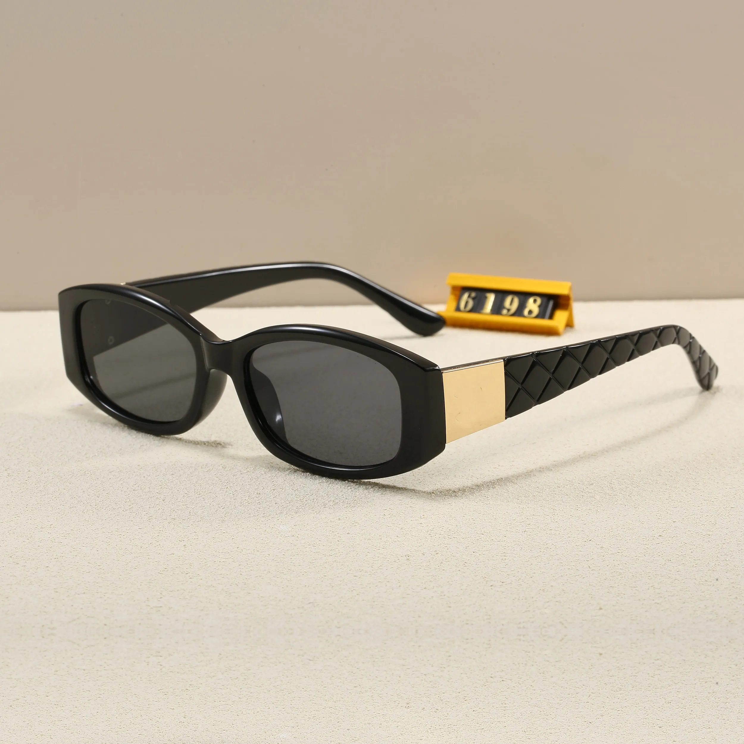 Oculos Rectangle Square Sunglasses Small Black Frame UV400 Protection ...