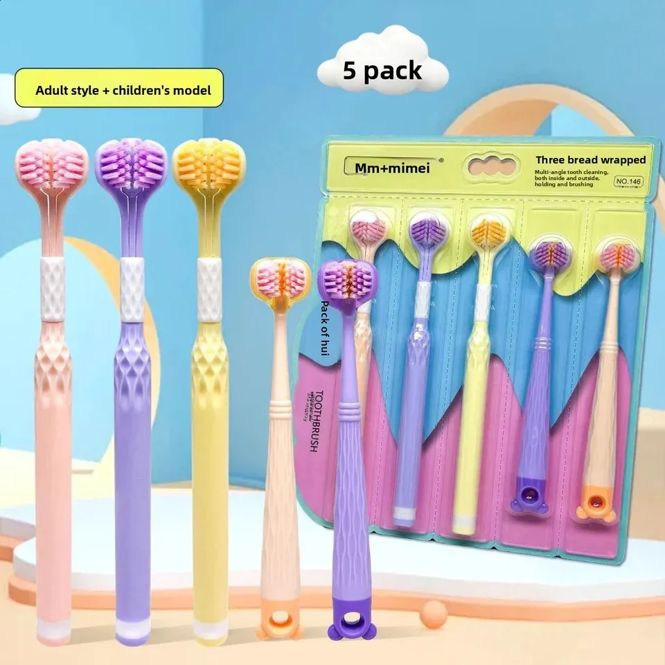 Three Sided Toothbrush For Kids & Adults Triple Action Dental Cleaning ...
