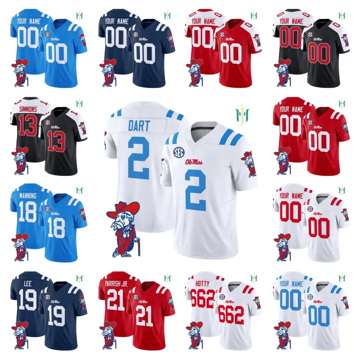 Ole Miss Rebels Football Jerseys Mens, Women & Youth Team Player ...