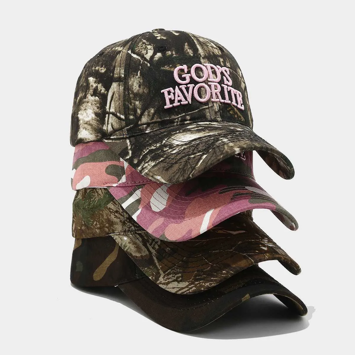 American Style Cotton Baseball Cap for Women Outdoor Camouflage Dome ...