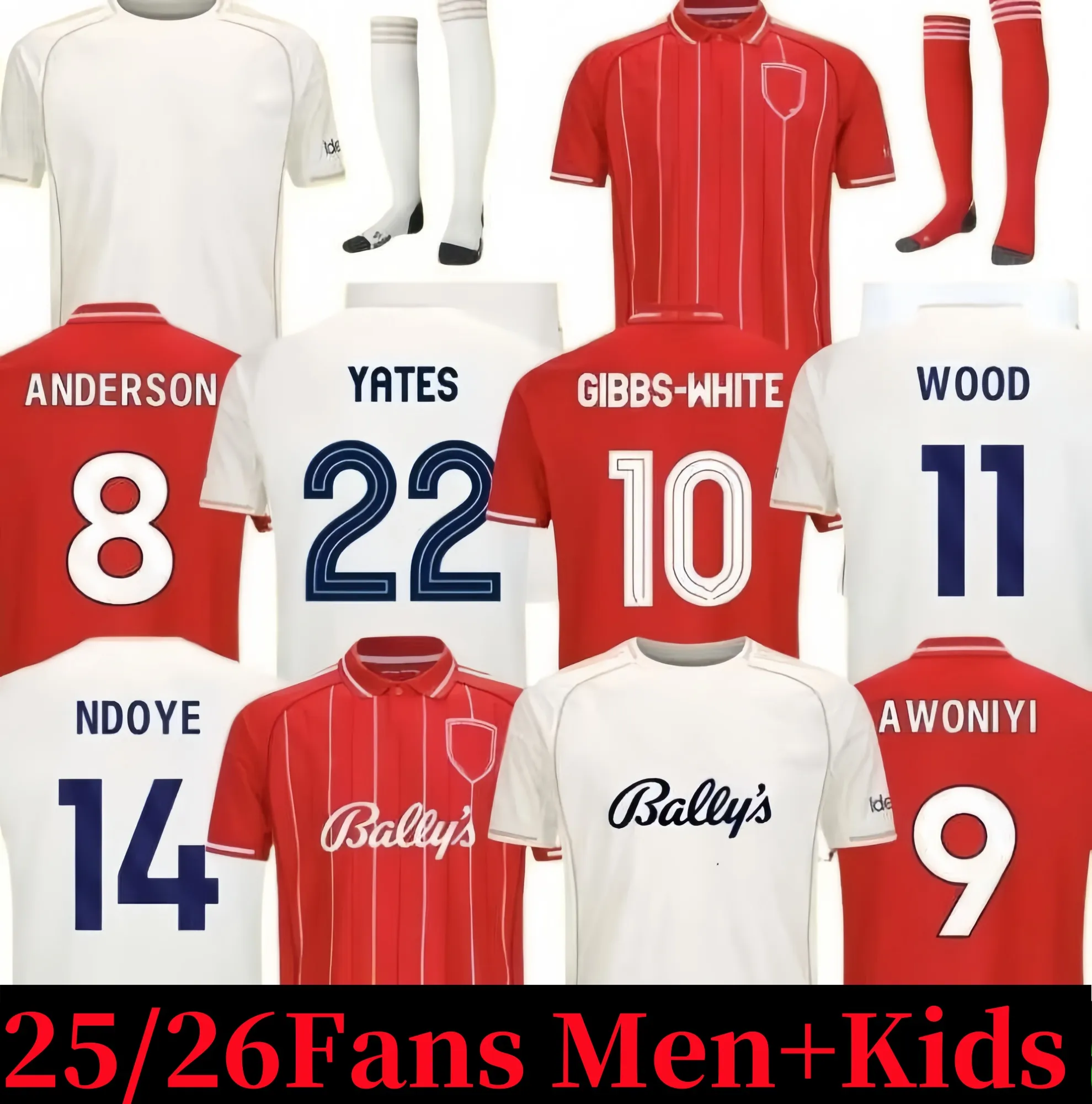 Nottingham Jersey 25 26 LINGARD Soccer Jersey GIBBS WHITE Men Kids Kit ...