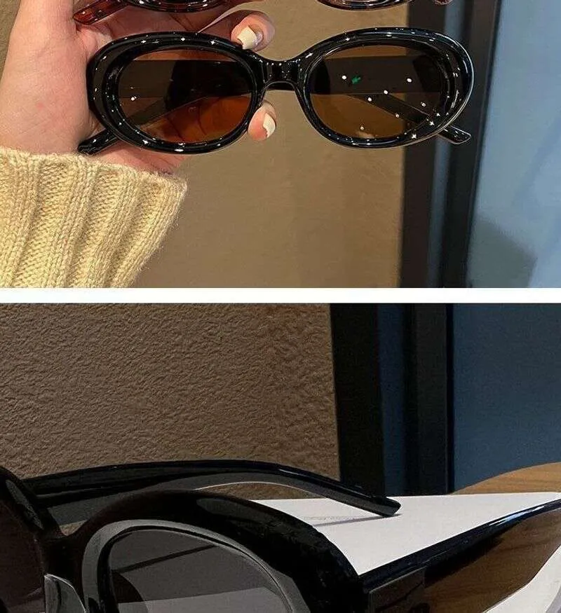 Oval White Copper Frame Cat Eye Sunglasses for Women with Large Faces ...