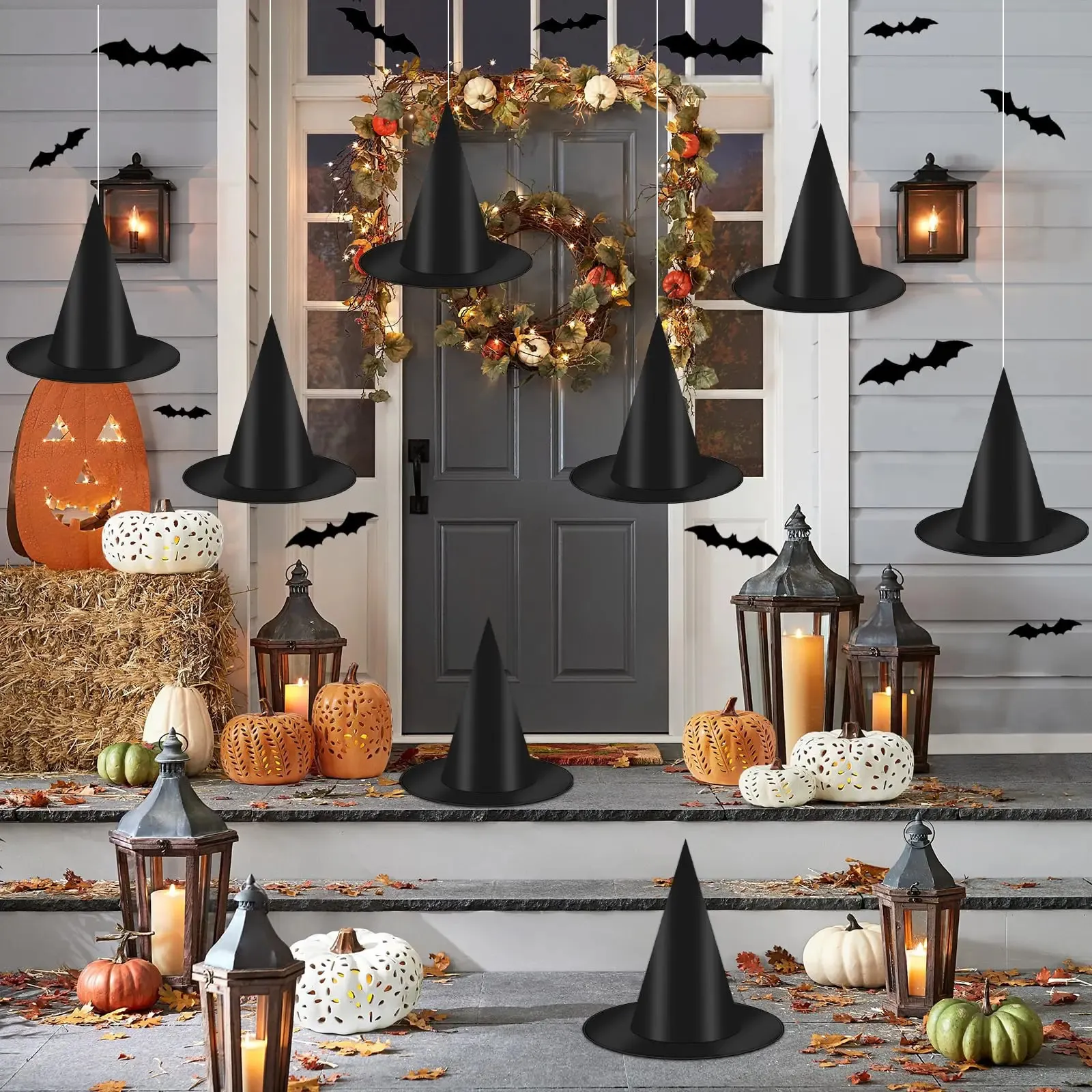 Black Witch Hats Bulk Halloween Hanging Witch Hats Costume Accessory ...