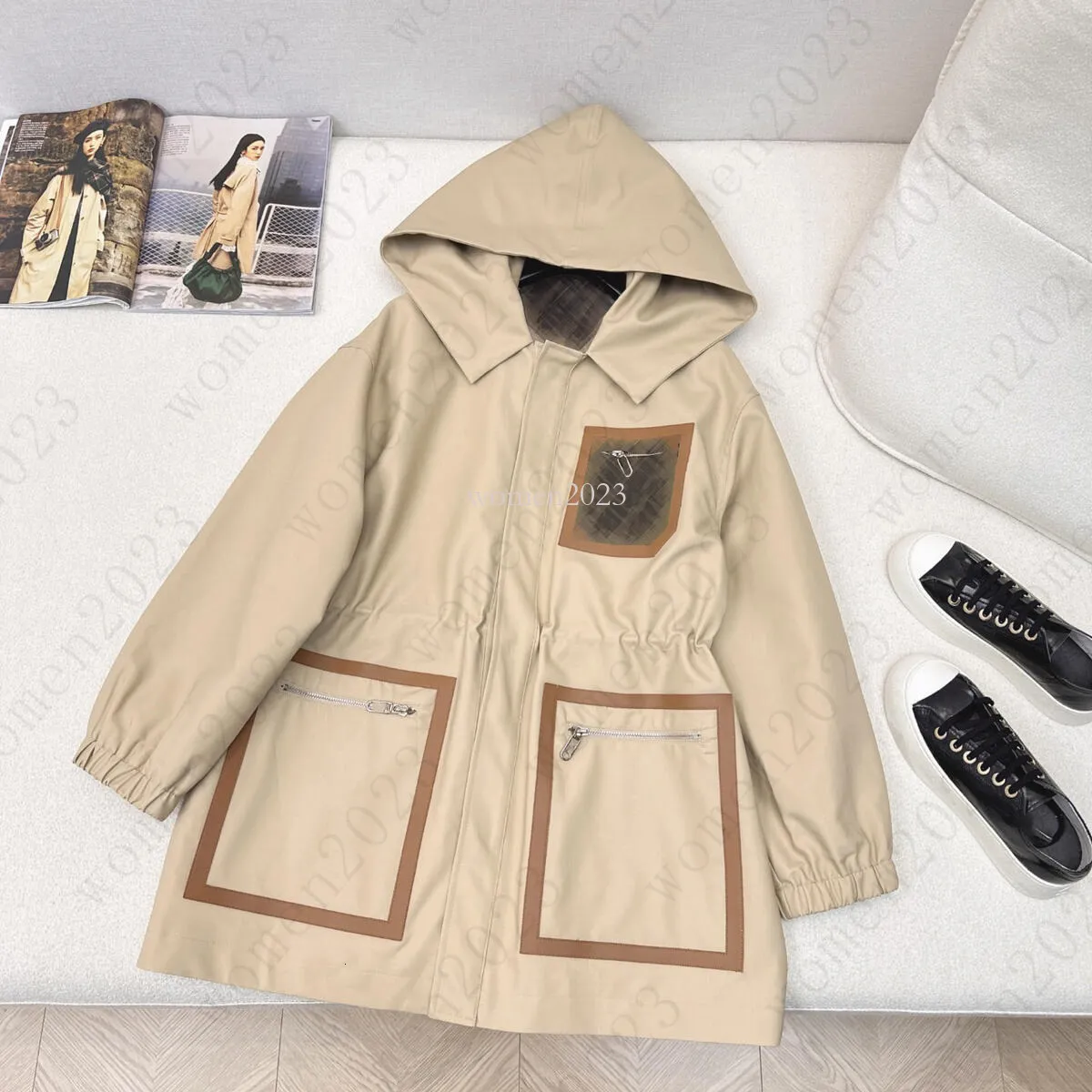 Designer Trench Coat: Women's Oversized Windbreaker With Drawstring ...