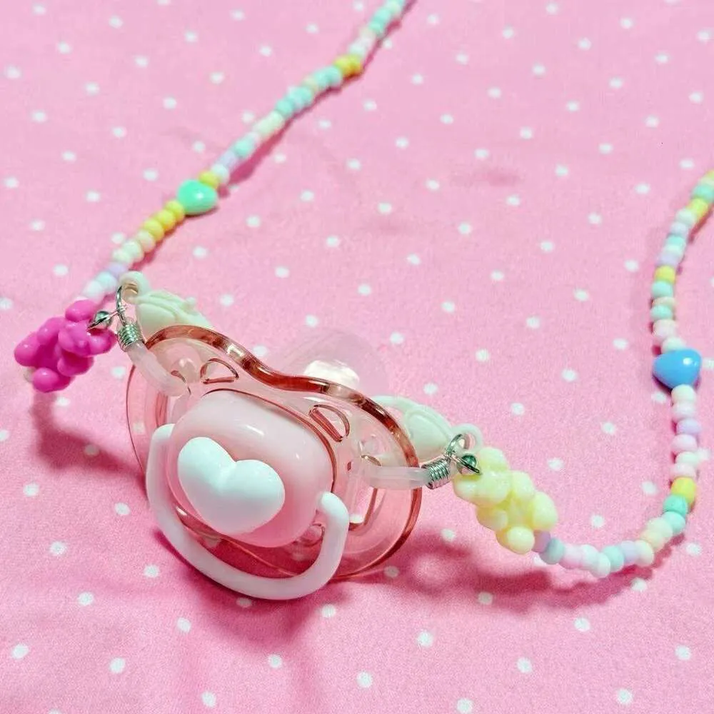 Adult Costume Transparent Soft Pacifier Necklace with Heart Bow and ...
