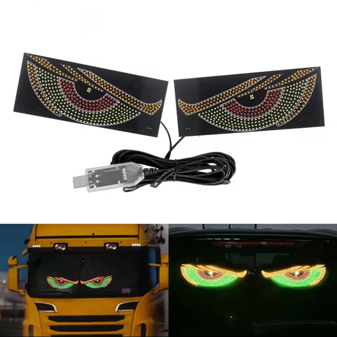 LED Devil Eyes Car Window Display Dynamic Animation Warning Light For ...