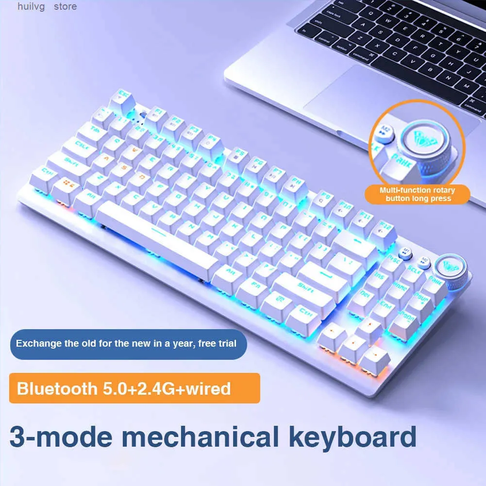 AULA Wireless Mechanical Gaming Keyboards 87 Keys, 3 Modes 2.4G ...