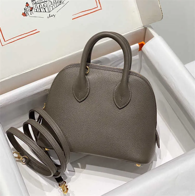 Designer Genuine Leather Bowling Bag Handbag for Women with Zipper ...