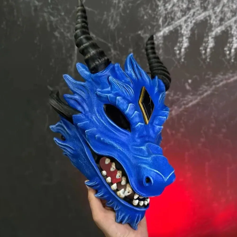 Devil Dragon Head Mask Cosplay Animal Monster Demon Horror Latex Helmet ...