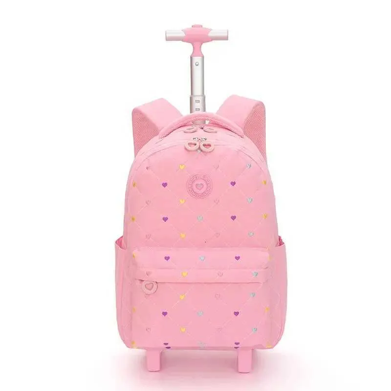 X250815 Trolley Backpacks For School Girls Large Capacity Kids Rolling ...