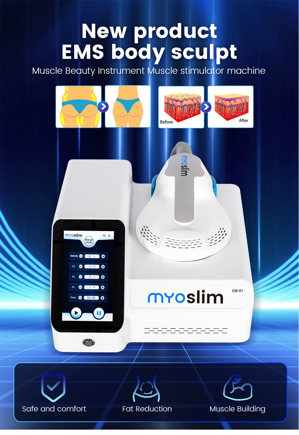 Professional PRO NEO 6500W 15 Tesla 200Hz HIEMT Machine for Body ...