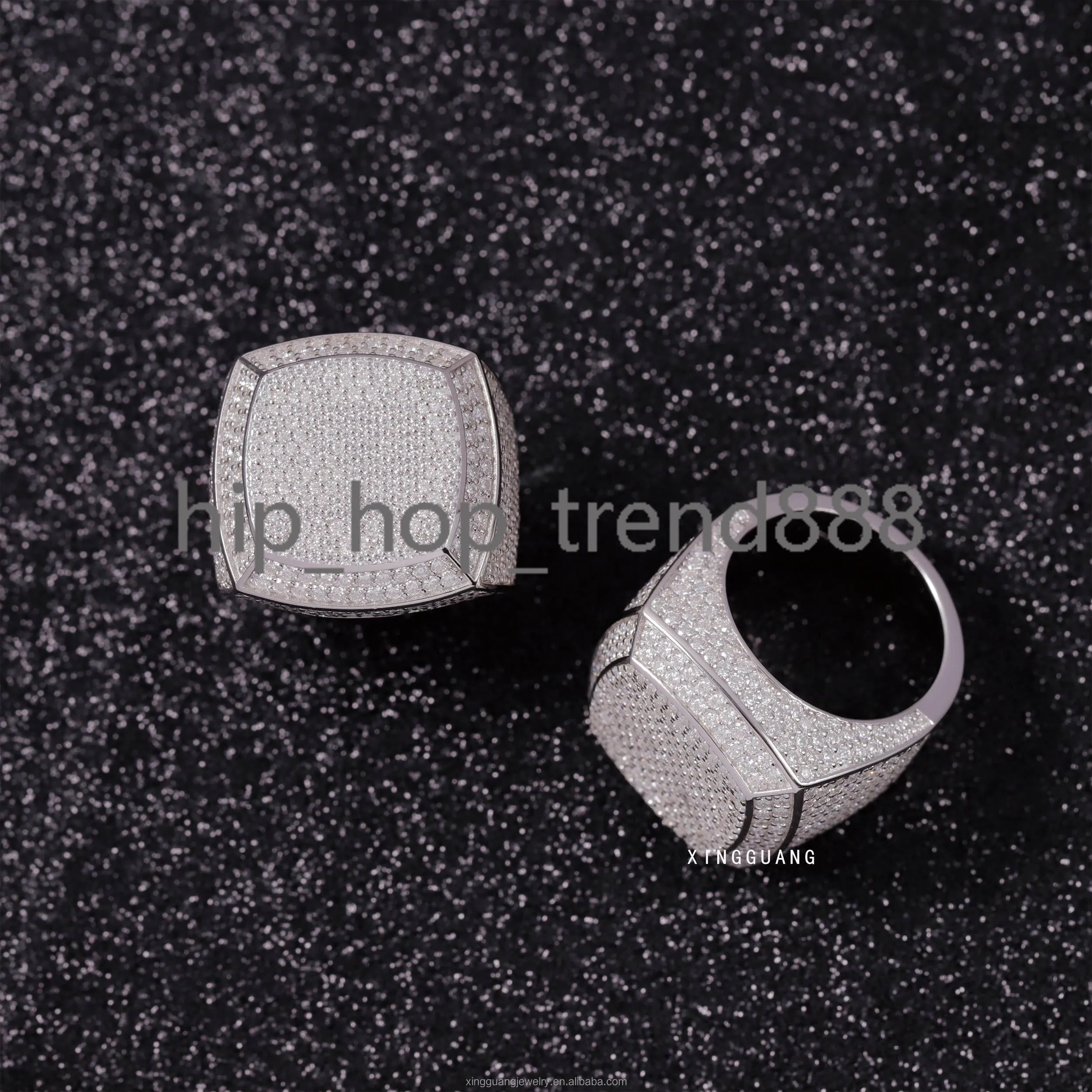 Luxury Iced Out Moissanite Cuban Self Defence Ring In 925 Sterling ...