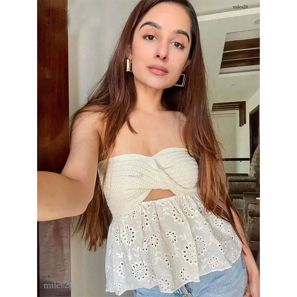 Womens Polyester Lace V Neck Camisole Twist Knot Front Knit Tube Tank ...