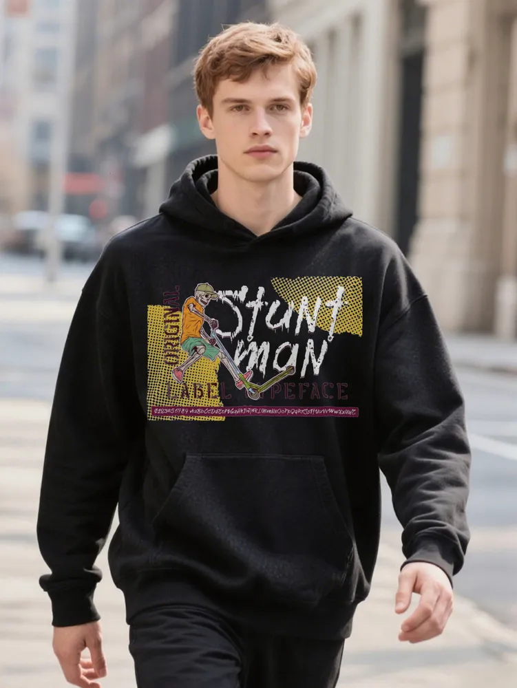 Men's Casual Graphic Hoodie - Sun Man Original Label Print ...