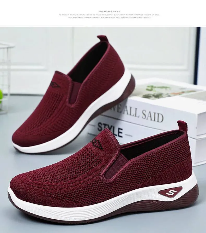 Spring and Summer Women's Knitted Breathable Sports Running Casual Work ...
