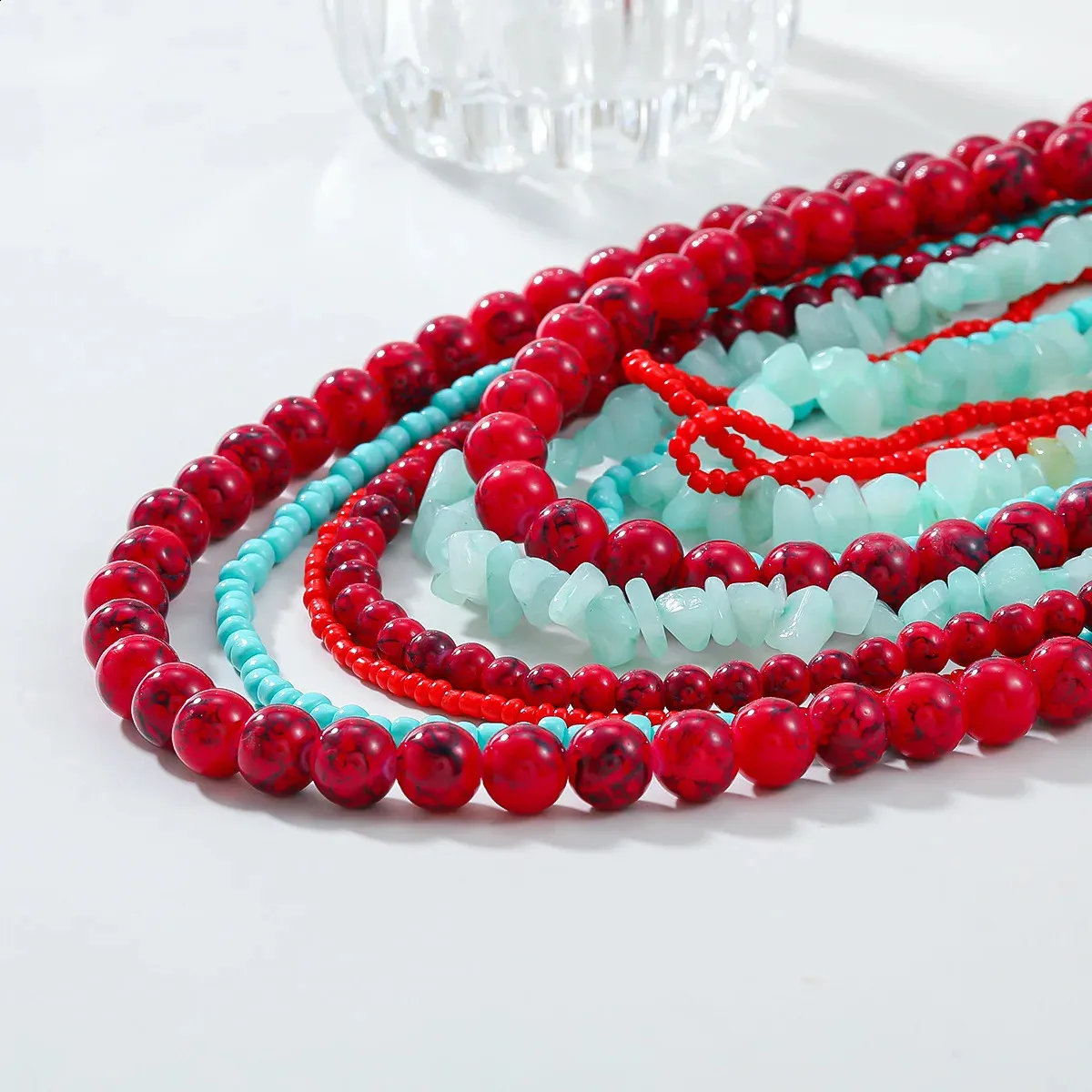 Trendy Women's Jewelry: Vintage Ethnic Multilayer Red Beads Choker ...