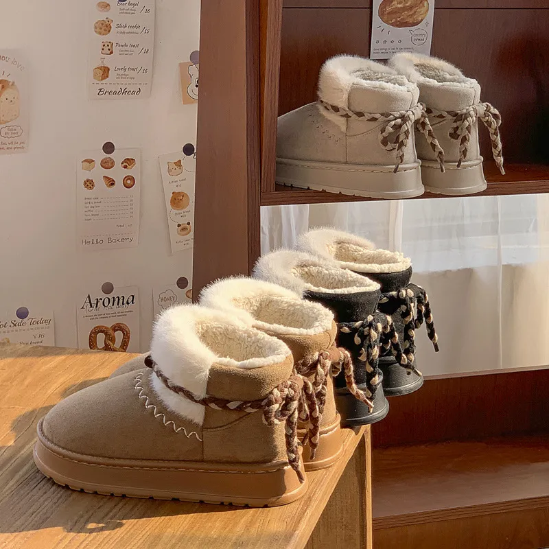 Womens Cotton Boots Thick Soled, Height Increasing Winter Slippers With ...