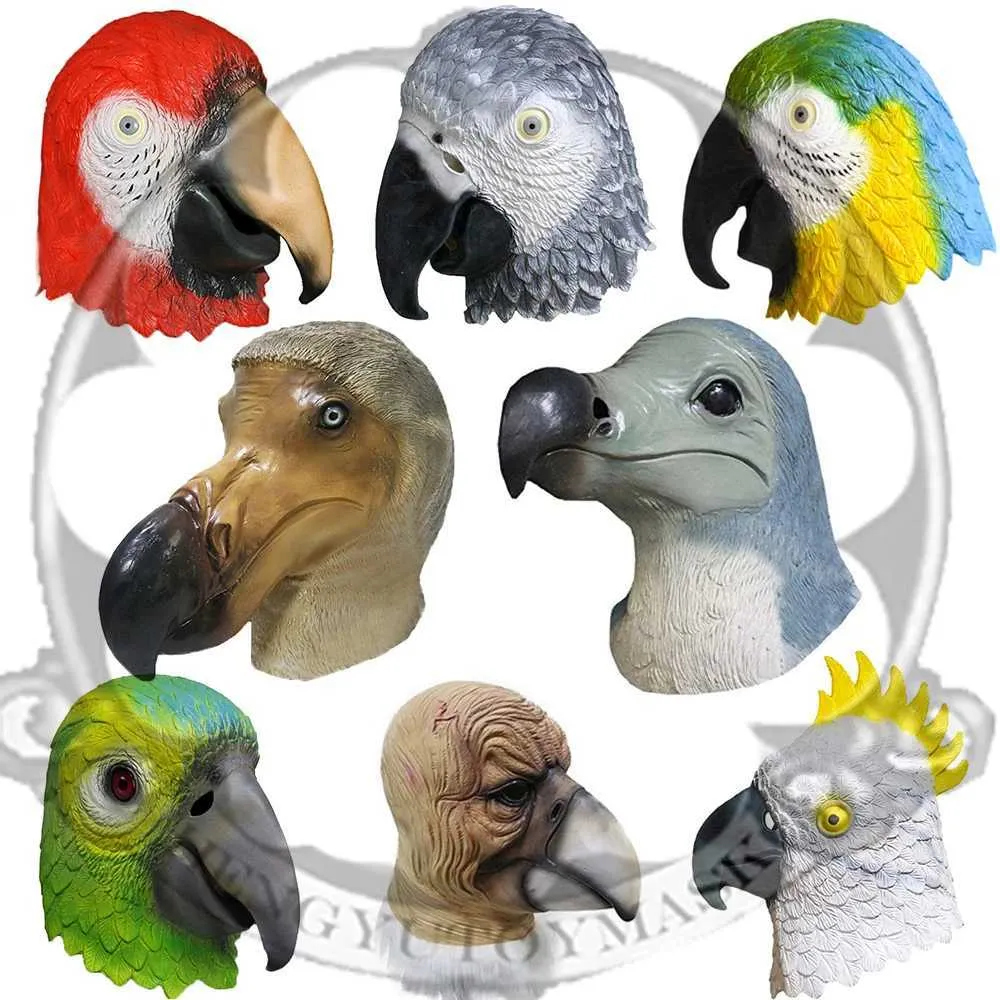 Animal Bird Head Mask Latex Parrot, Crow, Dove & Chicken Costume Masks ...