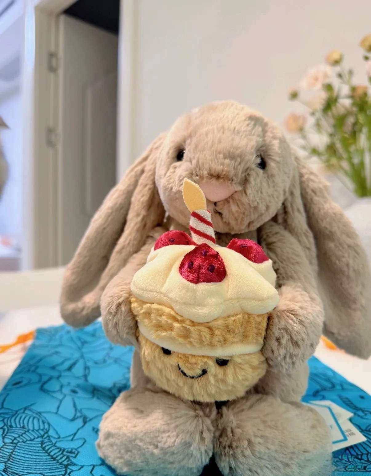 Birthday Cake Plush Bashful Beige Bunny Doll Soft Soothing Rabbit Toy ...