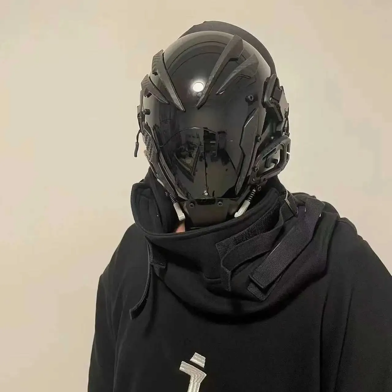 Black Tactical Mecha Style Cyberpunk Full Face Techwear Mask For ...