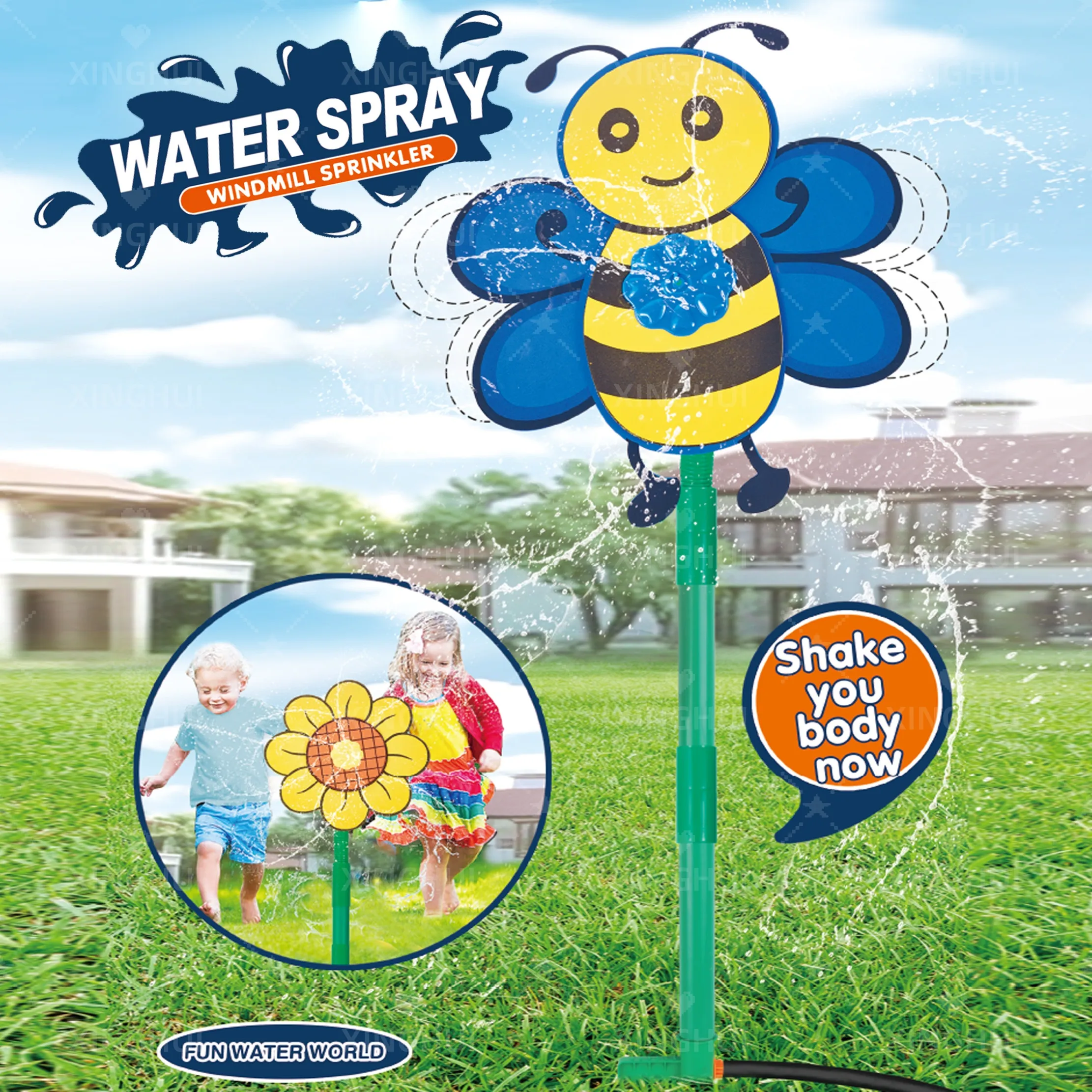 Spinning Sunflower Sprinkler For Kids Fun Outdoor Water Play Yard Game ...
