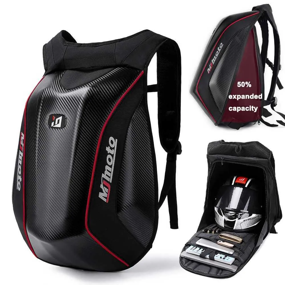 Waterproof Motorcycle Rucksack Carbon Fiber Hard Shell Expandable ...