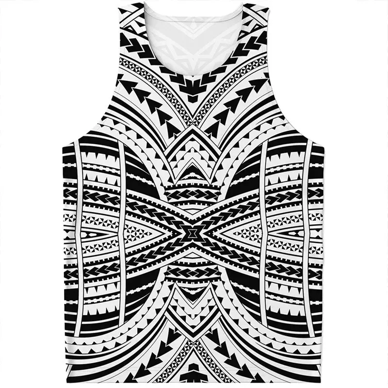 Polynesian Tattoo Tank Top 3D Print Tribal Sleeveless Tee Quick Dry ...