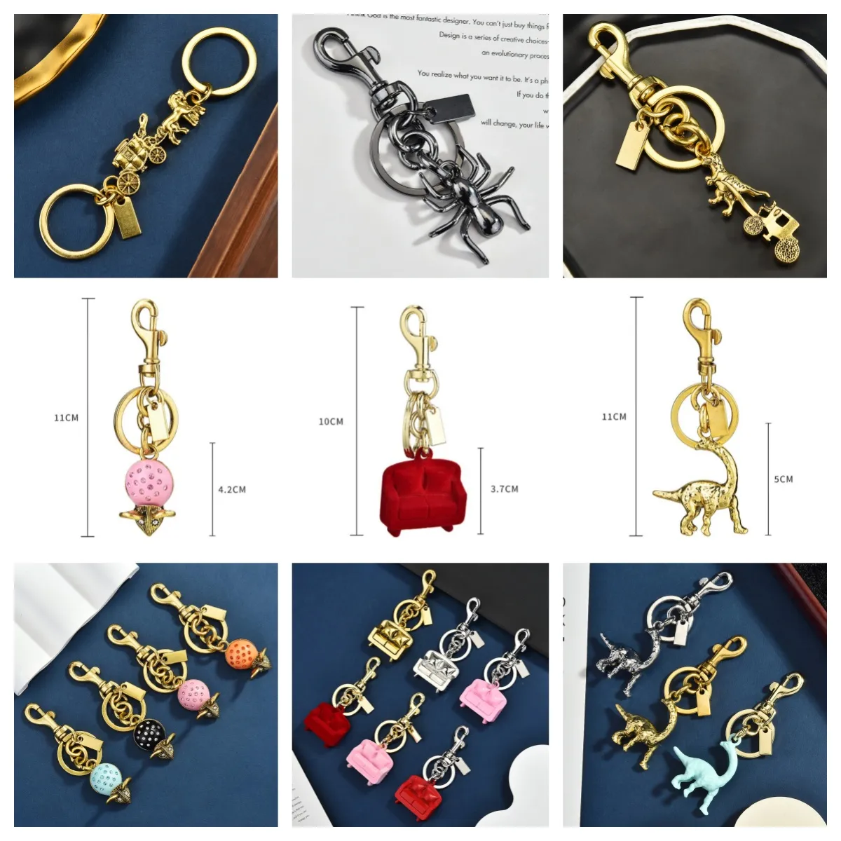 20style Designer Bag Charm Keychain For Women Vintage Pattern Ring ...