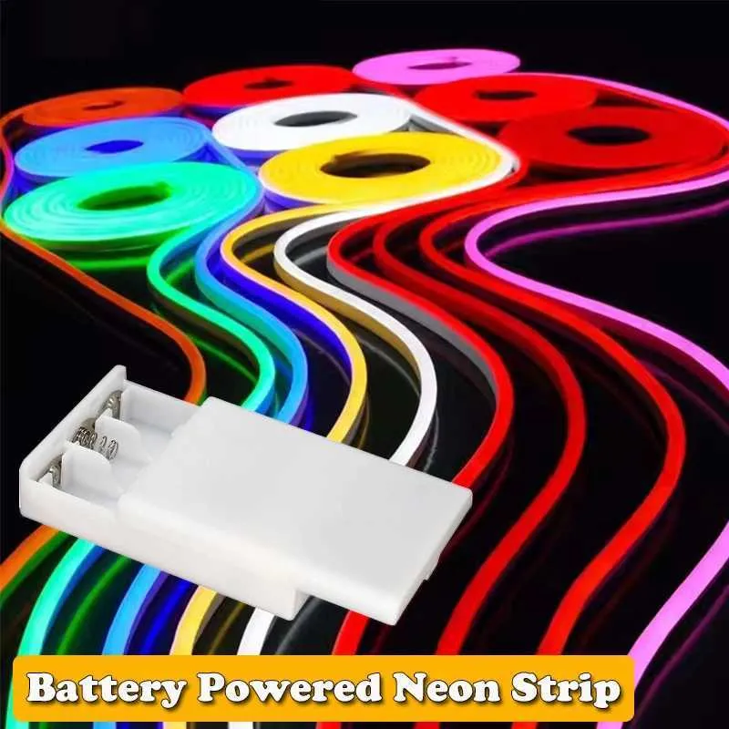 Neon LED Strip Lights Battery Operated Neon Rope Lights, Flexible DIY ...