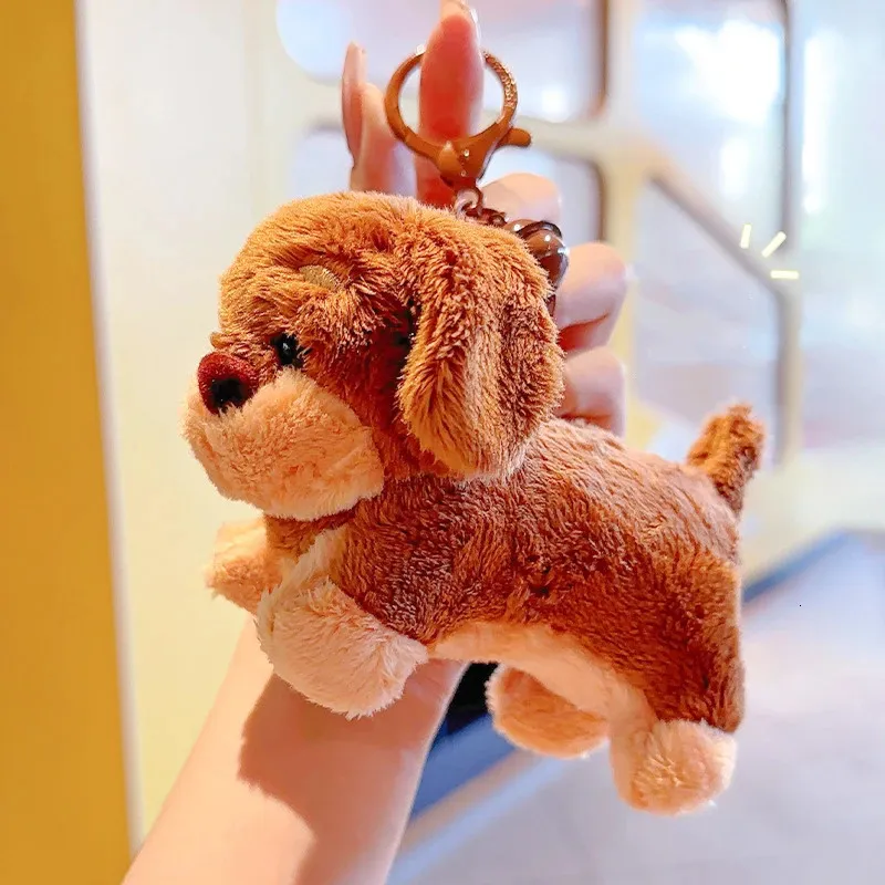 Plush Dachshund Dog Keychain, Creative Bag Pendant, Furry Puppy Keyring ...