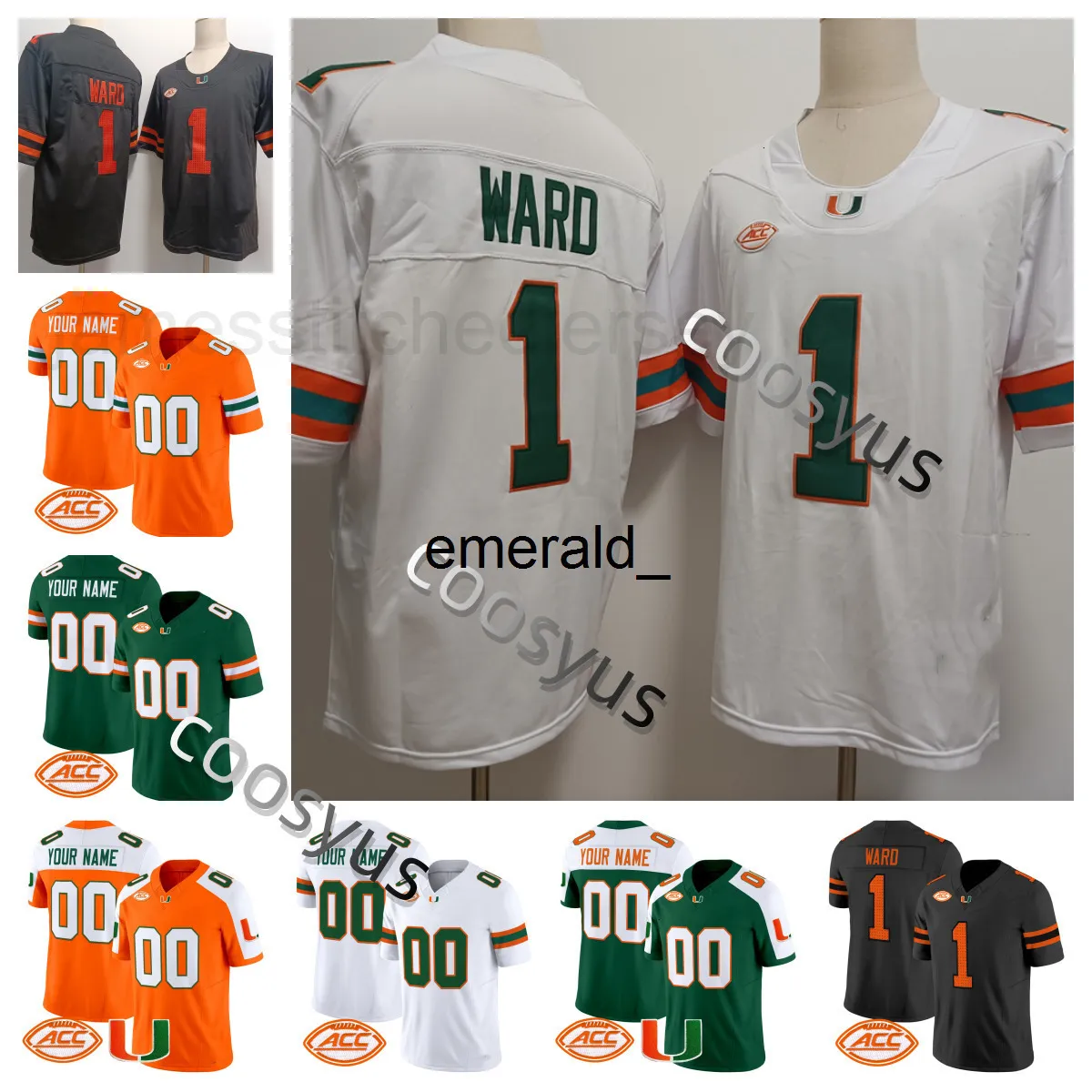 2025 Miami Hurricanes Football Jersey Men Women Youth 1 Cam Ward 6 ...
