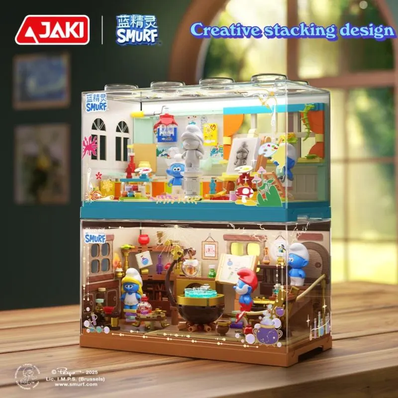 Smurf House Building Blocks: Magic Bricks & Mini Figures Cartoon Scene ...