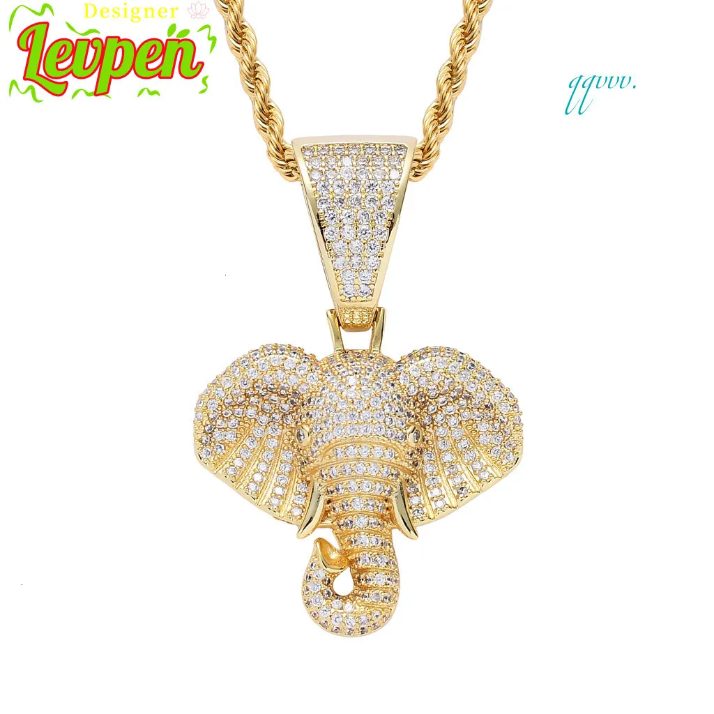 Iced Out Elephant Pendant Necklace Stainless Steel Jewelry With ...