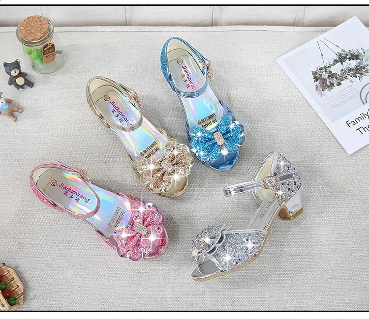 Princess Girls Party Shoes Children's Sandals Colorful Sequins High ...
