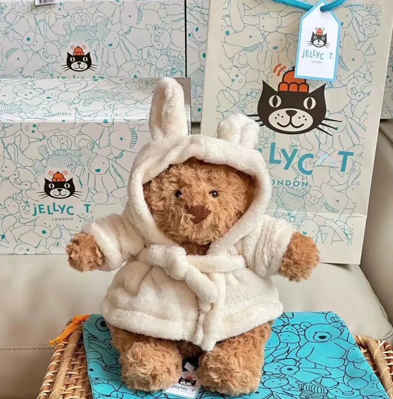 Bartholomew Bear Plush Doll with Bathrobe Outfit Jelly Cat Stuffed Toy ...