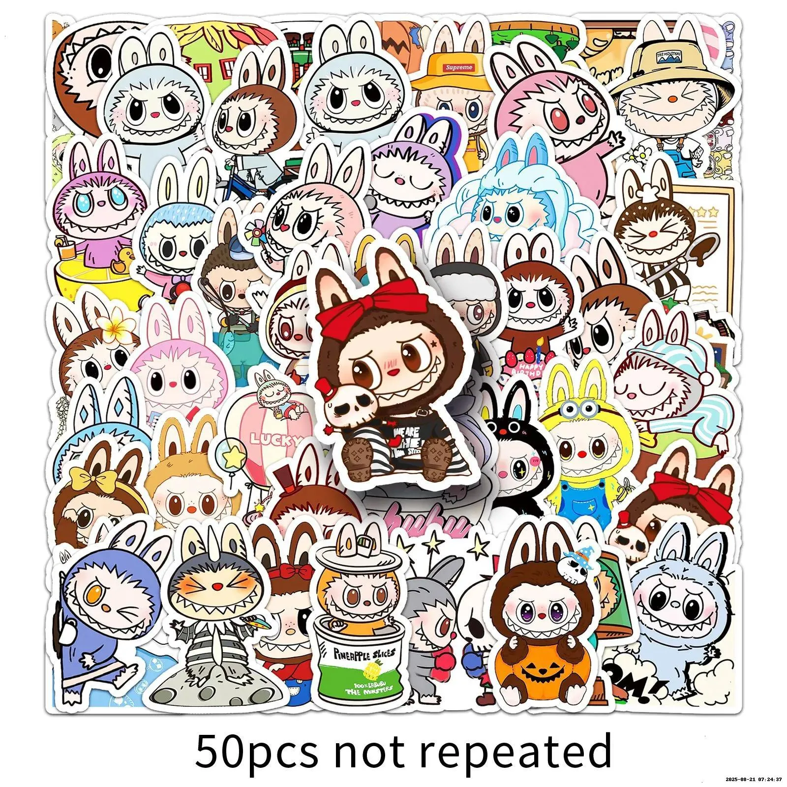 Labubu Cartoon Monster Sticker Sheets Set Of 50 Decorative Stickers For ...