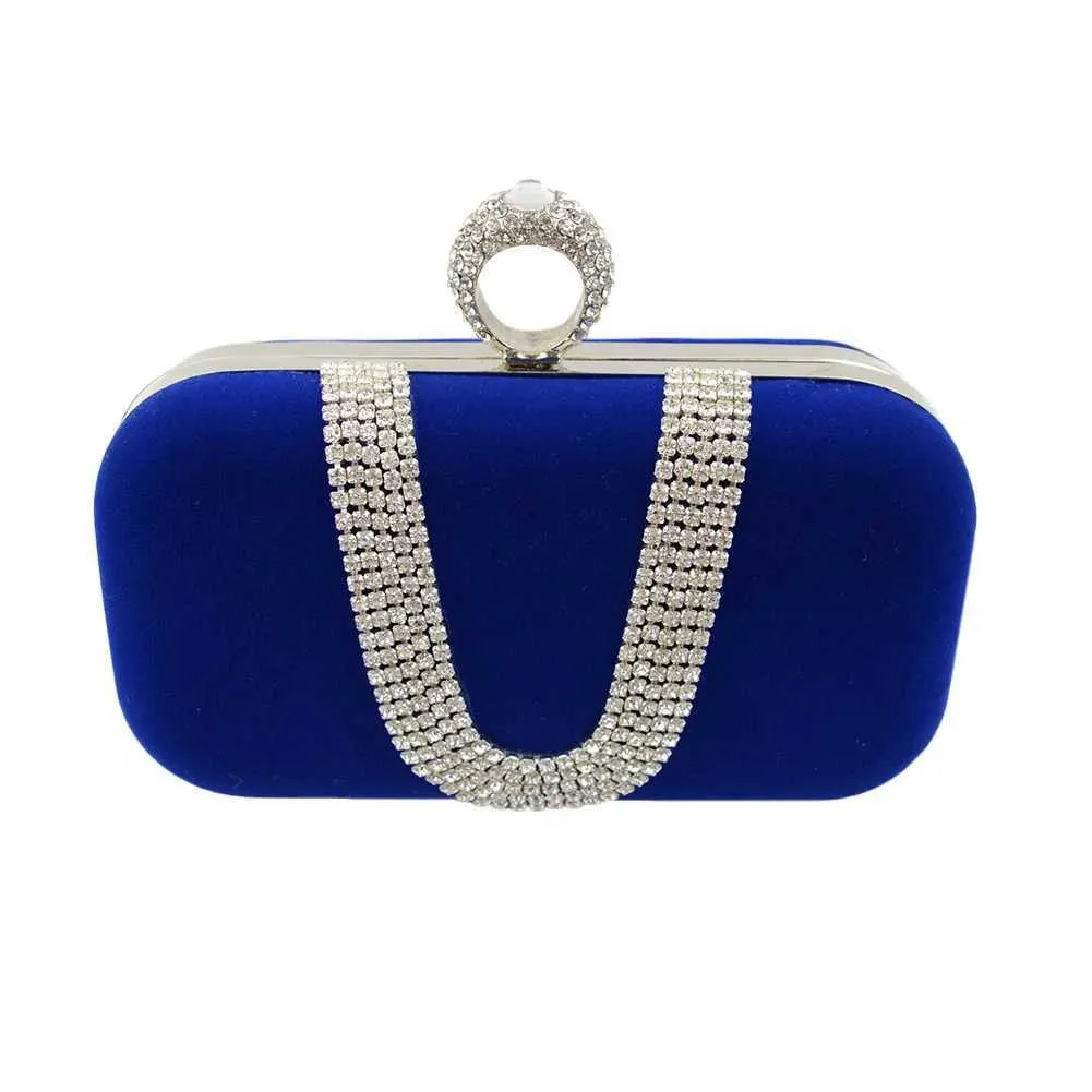 Diamond Flannel U Shaped Bag For Dinner Party With Ring Clutch For ...