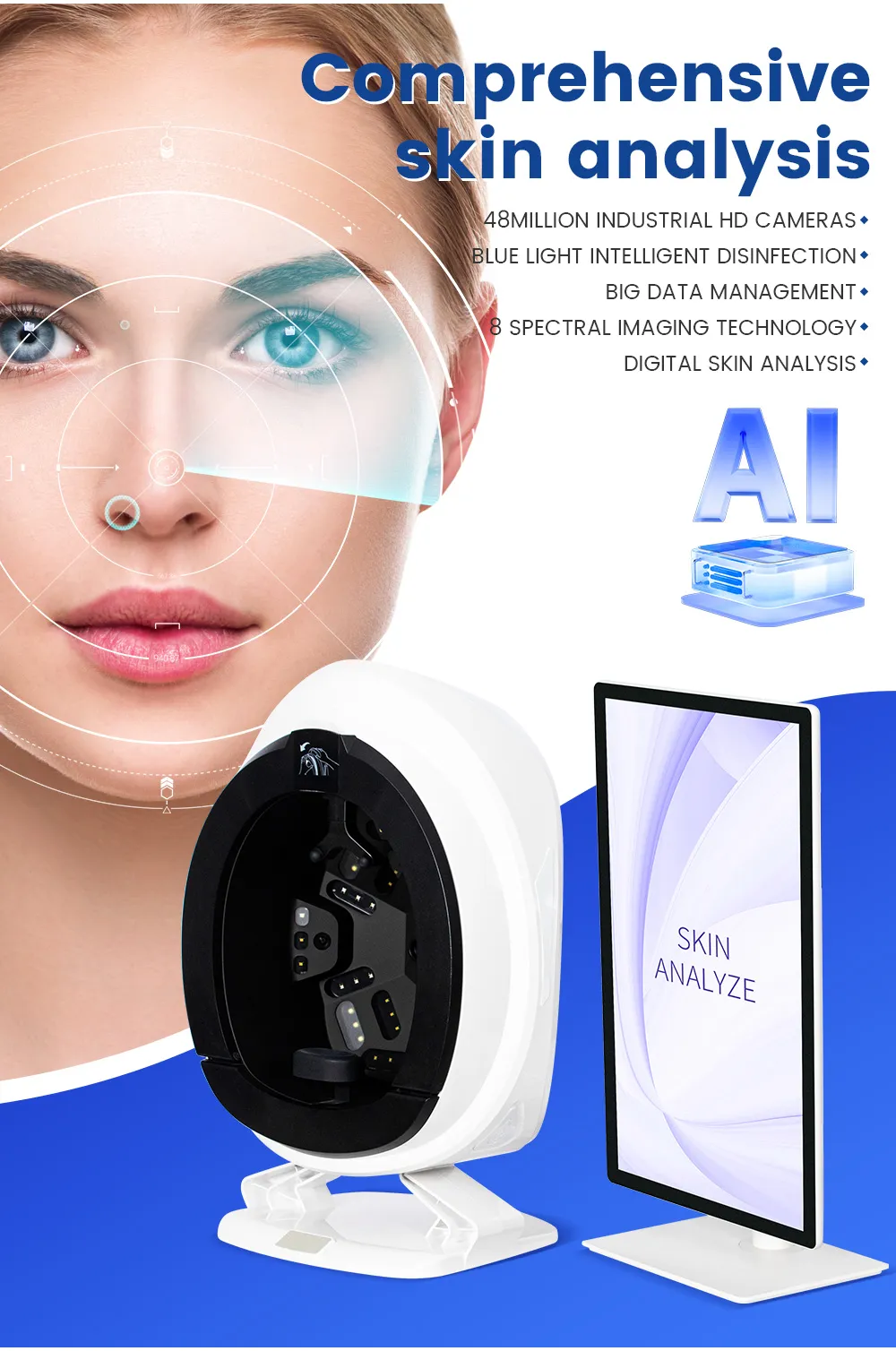 X5 Mirror Skin Analysis: 8 Spectra 3D Intelligent Mirror Wood Lamp ...