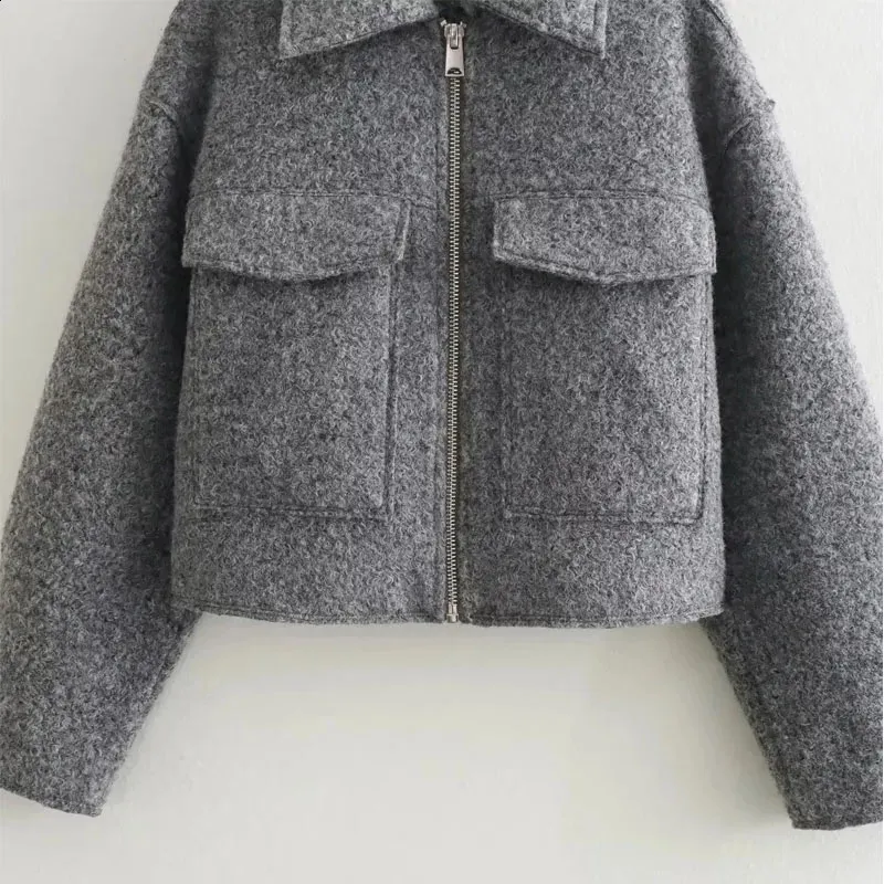 Mujer Tweed Cropped Jacket for Women - Autumn Winter Short Coat, Zip ...