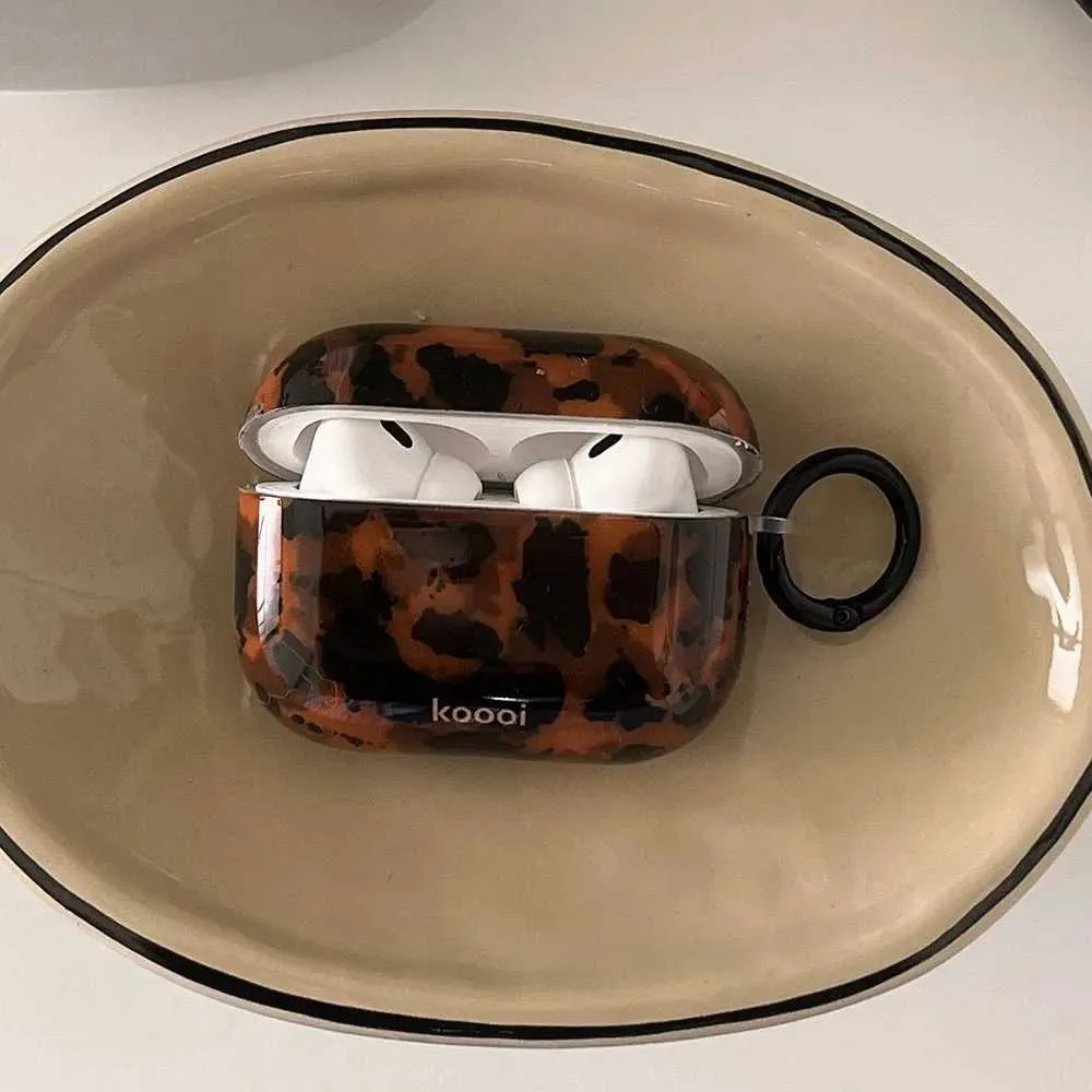 Ins Leopard Print Earphone Case with Hook Soft Protective Cover for ...