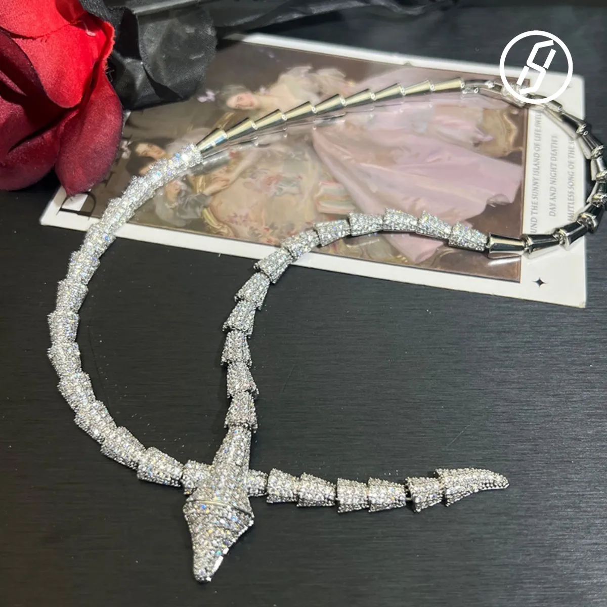 Spiral Snake Full Diamond Diamond Choker Necklace Set... From Shiji ...