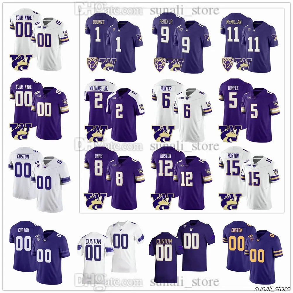 Stitched 2022 Huskies Custom Football Uniforms Featuring Demond ...