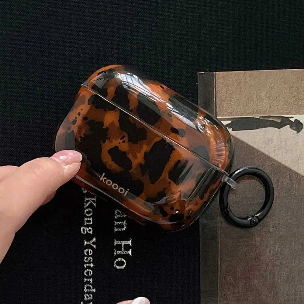 Ins Leopard Print Earphone Case with Hook Soft Protective Cover for ...