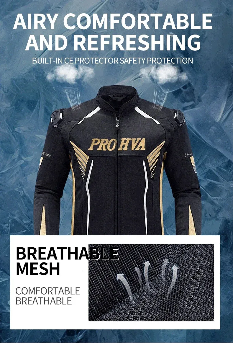 HVA Mens Motorcycle Jacket Motocross PU Protective Gear Reflective ...