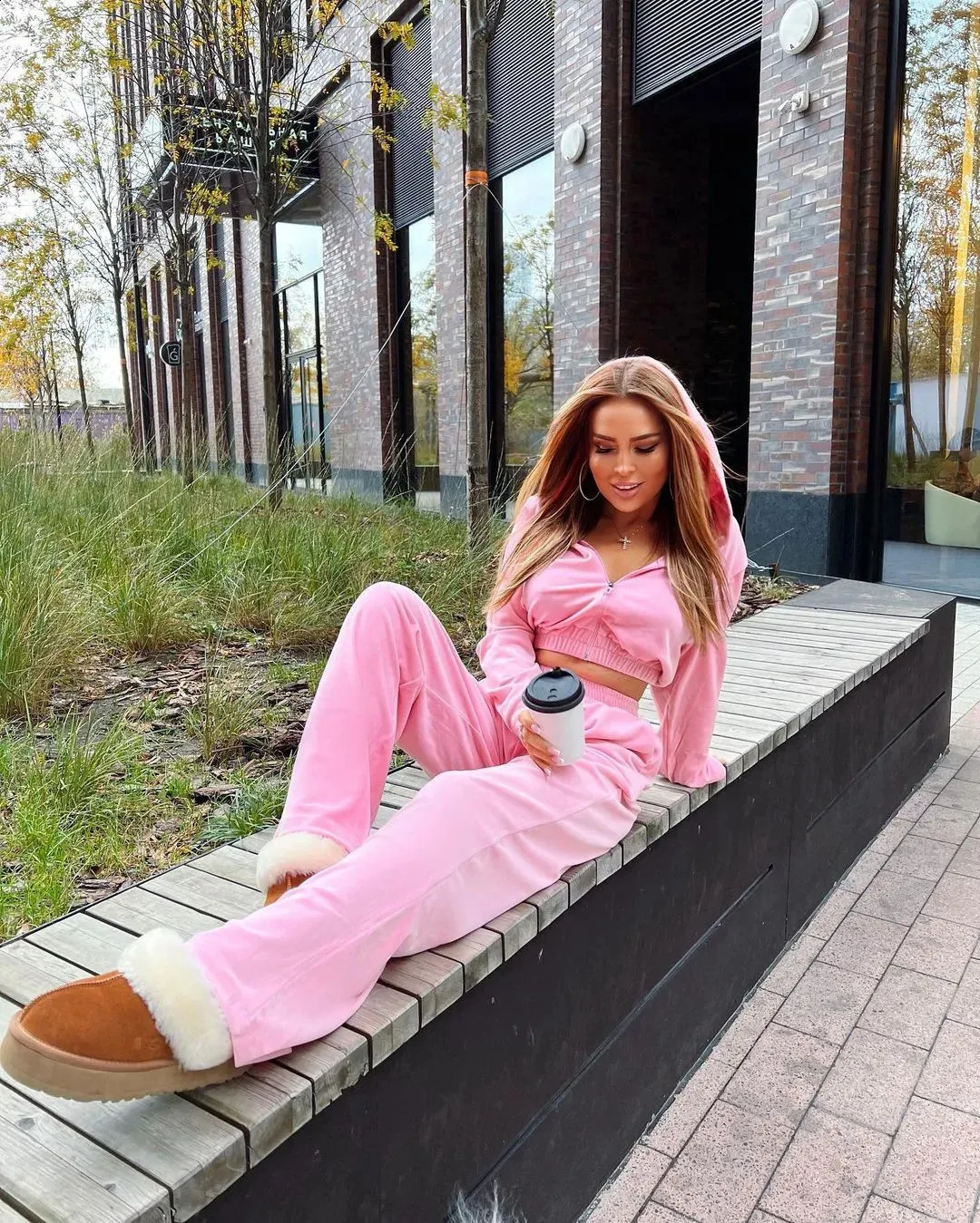 Women zipper hoodie sweatshirt long sleeve silver fox velvet casual ...