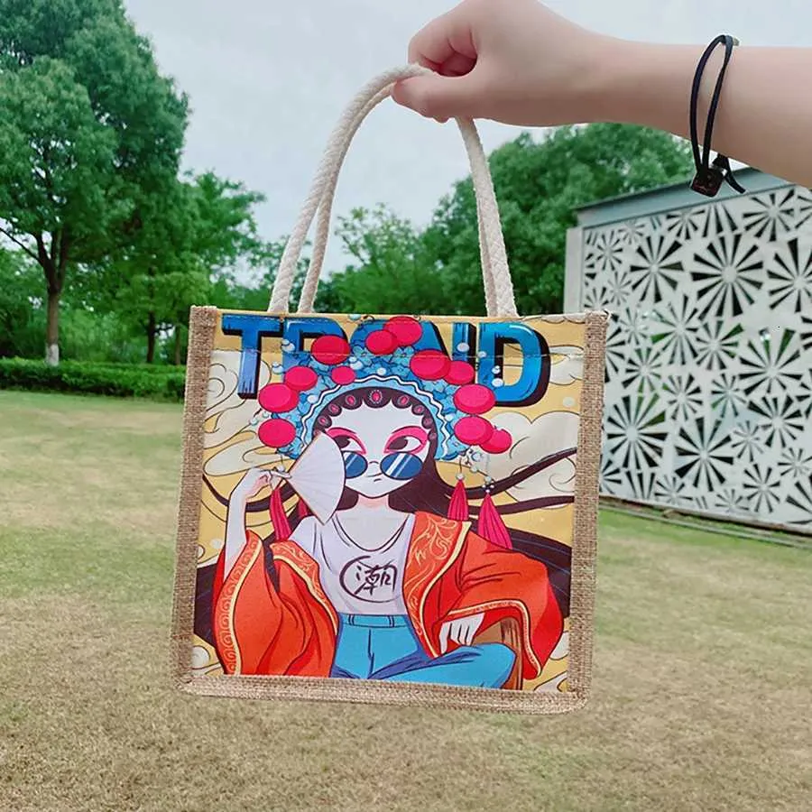 New Cartoon Canvas Handbag, Large Capacity Lunch Bag, Picnic Tote Bag ...