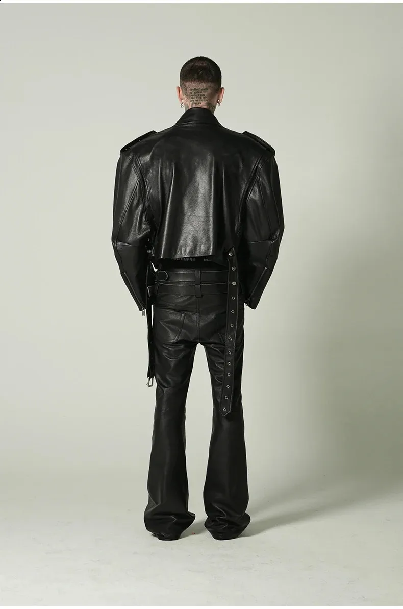 Mauroicardi Spring Autumn Cool Short Oversized Black Pu Leather Biker ...