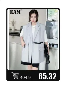 EAM Women's Black Pu Leather Ruffle Vest, V-Collar, Sleeveless, Big ...