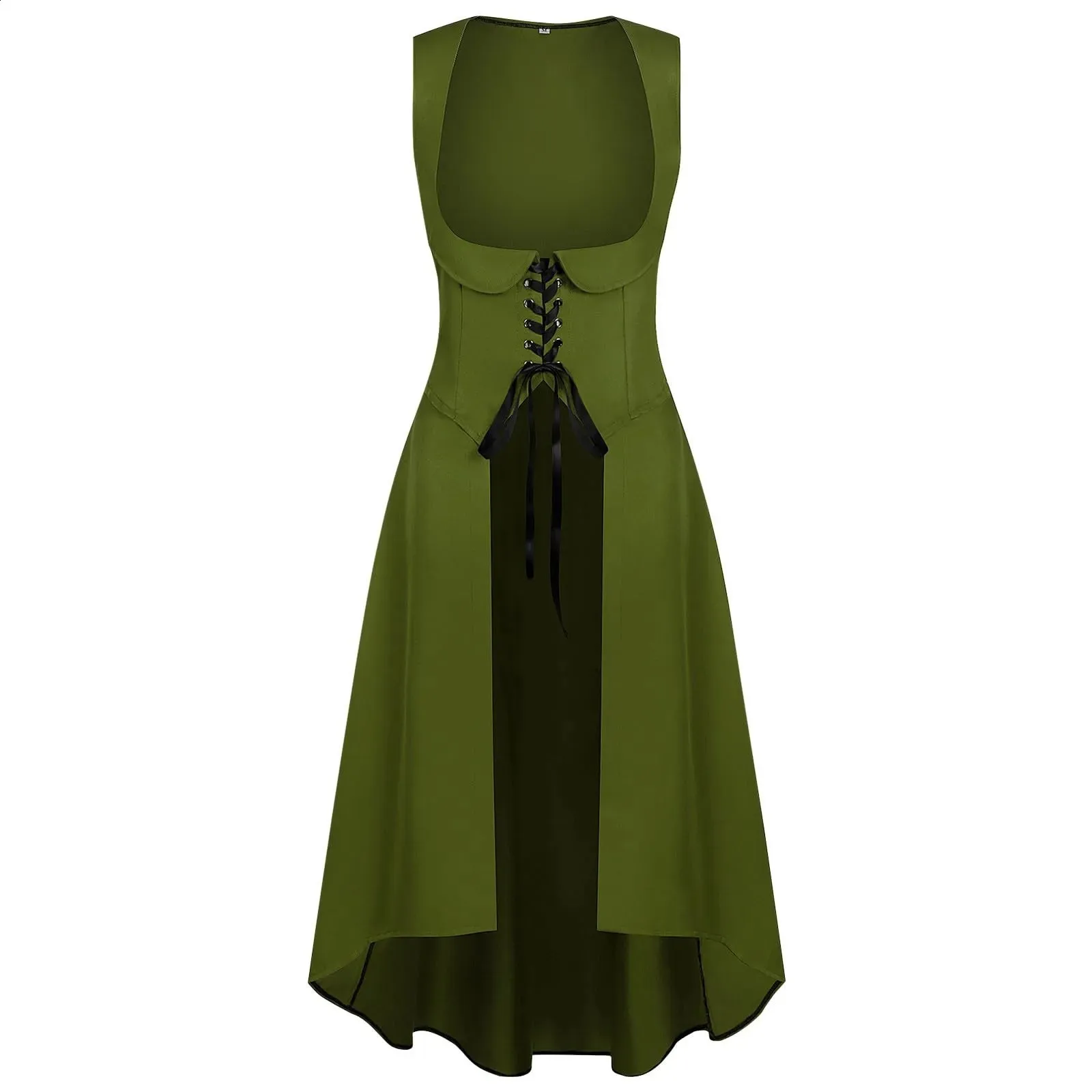 Women Medieval Renaissance Costume Vintage Lace-Up Vest Dress ...