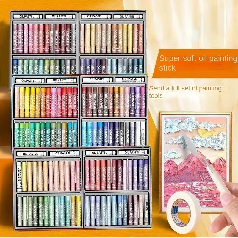 Soft Oil Crayons, Premium Set of 48 Classic Macaron Colors, Medium Nib ...